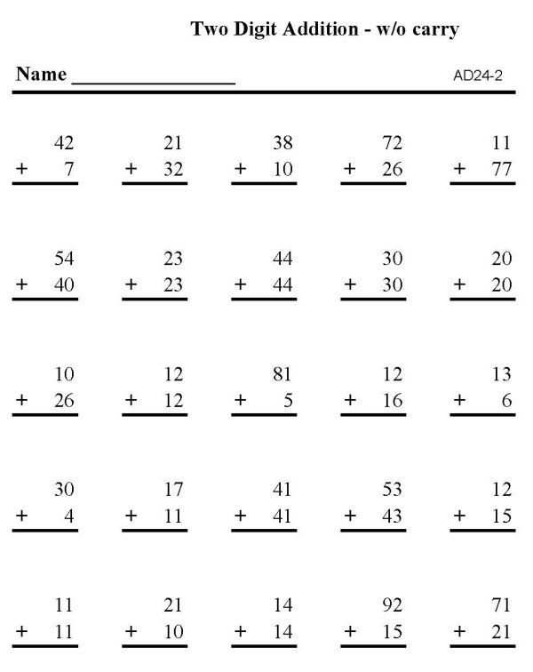 BlueBonkers Printable Math Addition Sheets Addition 2 Digit Numbers P2