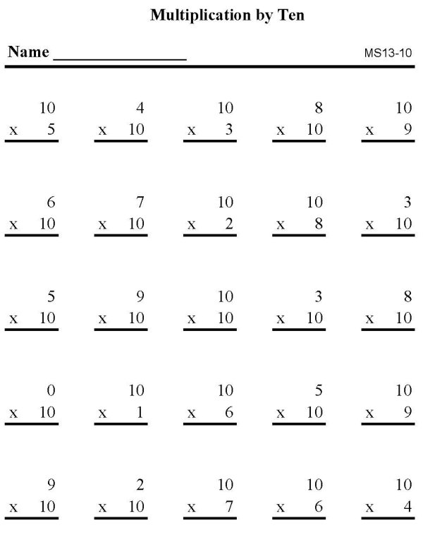 BlueBonkers Multiplication Practice Sheets 1 Digit Number P10 
